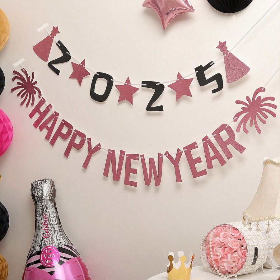 1set Good Bye 2024 Welcome 2025 Golden Powder Streamers New Year Happy ...