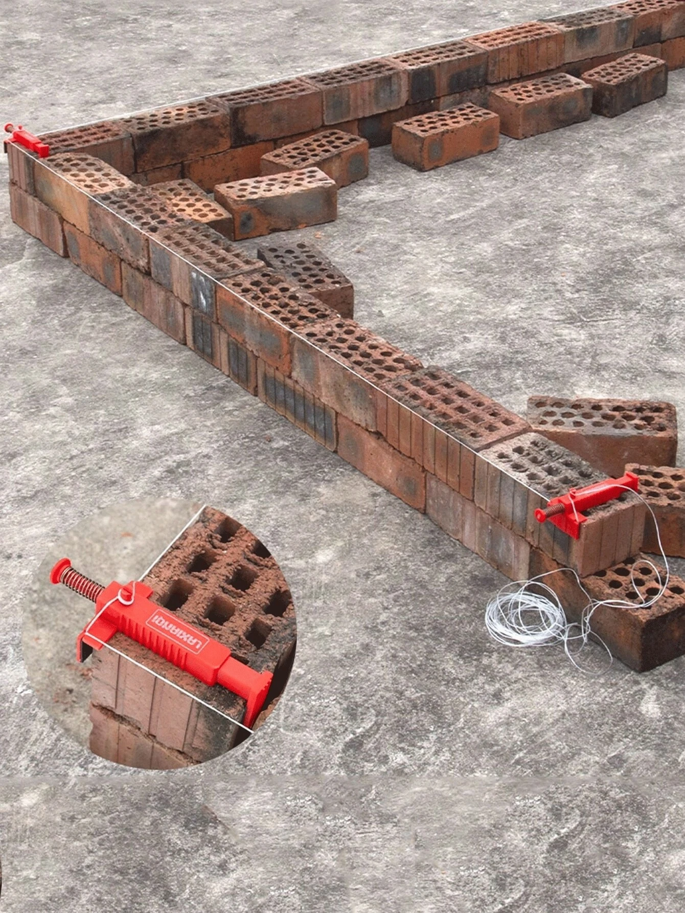 2pcs Red Brick Laying Lines Pull Tool, Mortar Hydraulic Puller, Masonry ...