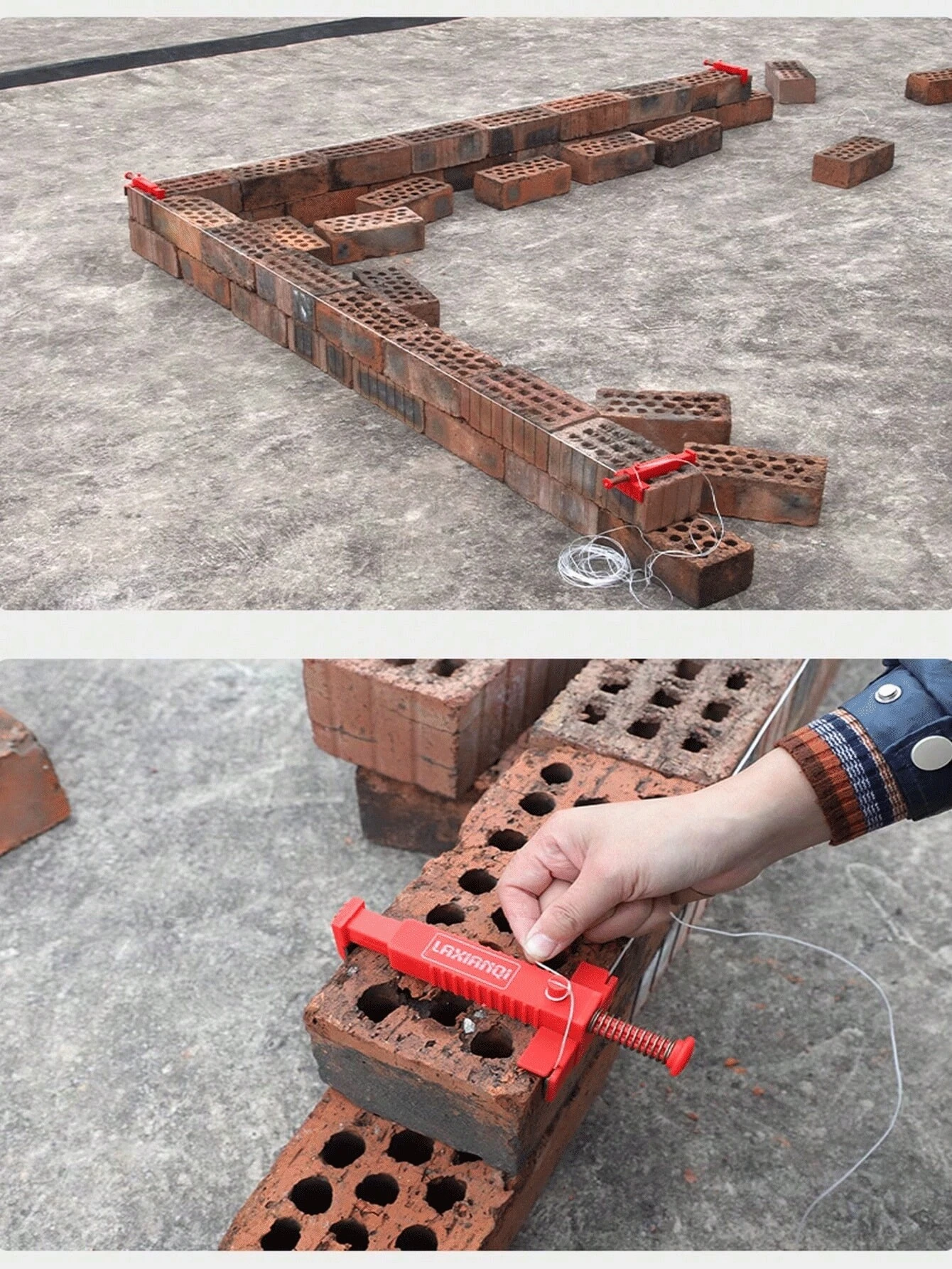 2pcs Red Brick Laying Lines Pull Tool, Mortar Hydraulic Puller, Masonry ...