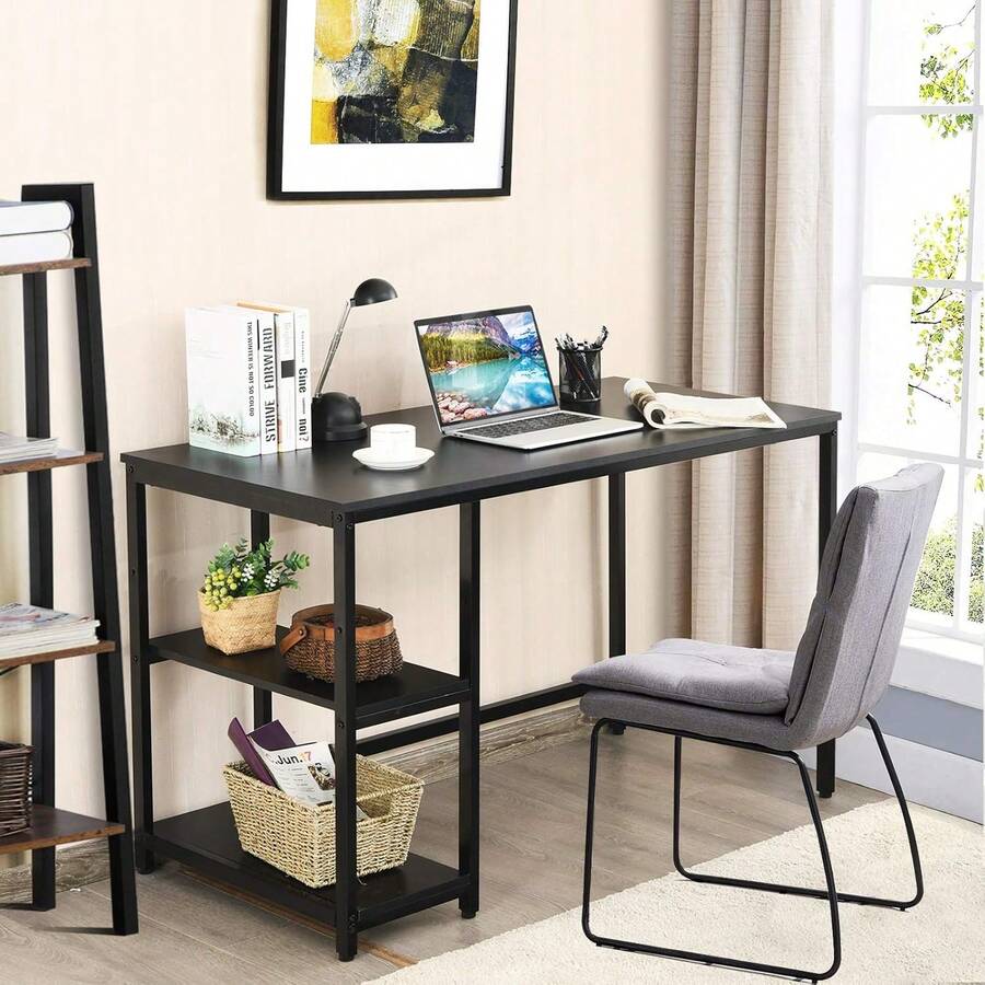Home Office Computer Desk With 2 Storage Shelves, Industrial Study ...