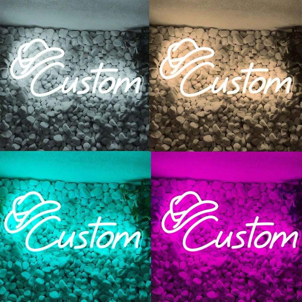 1pc Custom USB Neon Sign,(Customized Text, Pink Denim Hat Unchanged ...