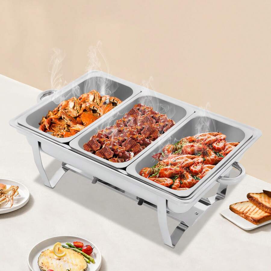 Conjunto de buffet de prato de atrito, conjunto de aquecedor de chafer de catering retangular ...
