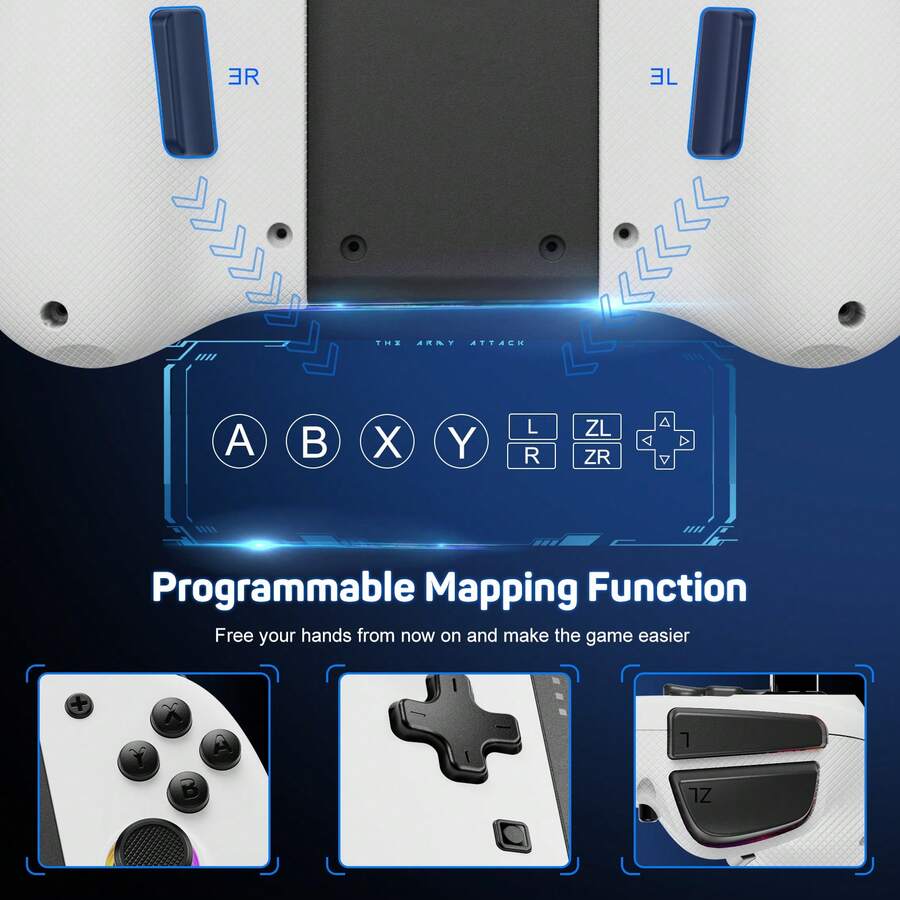 1 Pair LinYuvo KS37 Wireless Game Controller With Metal Joysticks, RGB Colorful Lights, One-Key ...