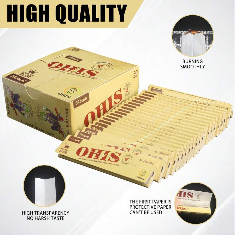 OHIS Box Of 50 Pieces Disposable Yellow Filter Handmade Paper Roll ...