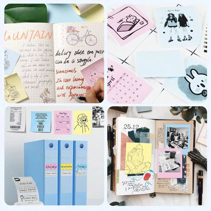 57x25mm Mini Printer Paper Refill Roll Thermal Paper Printable Sticker ...