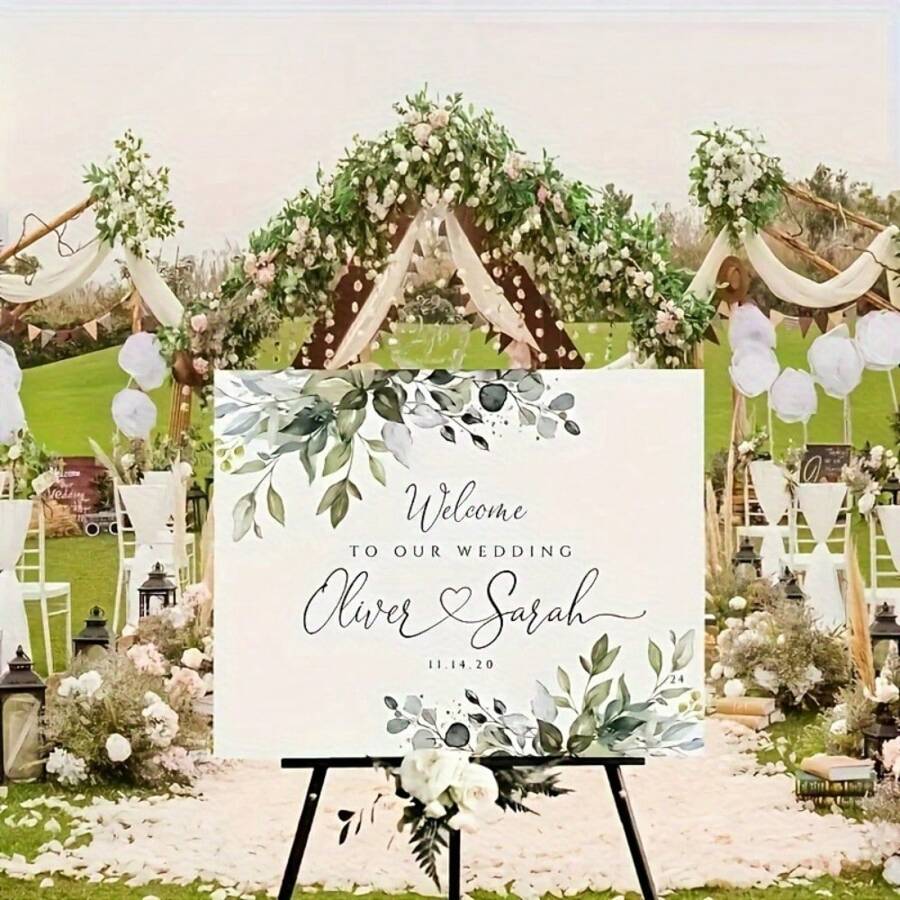 [Custom] Acrylic Custom Acrylic Wedding Welcome Sign With Eucalyptus ...