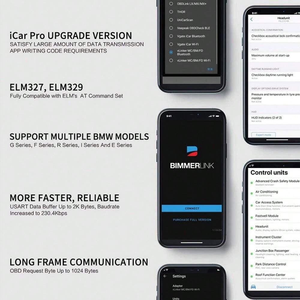VLinker BM ELM327 For BMW Scanner Wifi Bluetooth 4.0 OBD2 OBD 2 Car ...