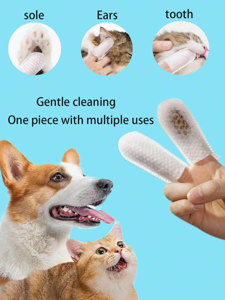 Pet Disposable Cleaning Finger Cots, Dog Cat Teeth Cleaning Finger Cots ...
