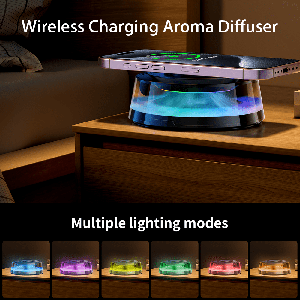 Tinsol 1pc 15W Wireless Charging Aroma Diffuser, 6 Color Lighting Modes ...