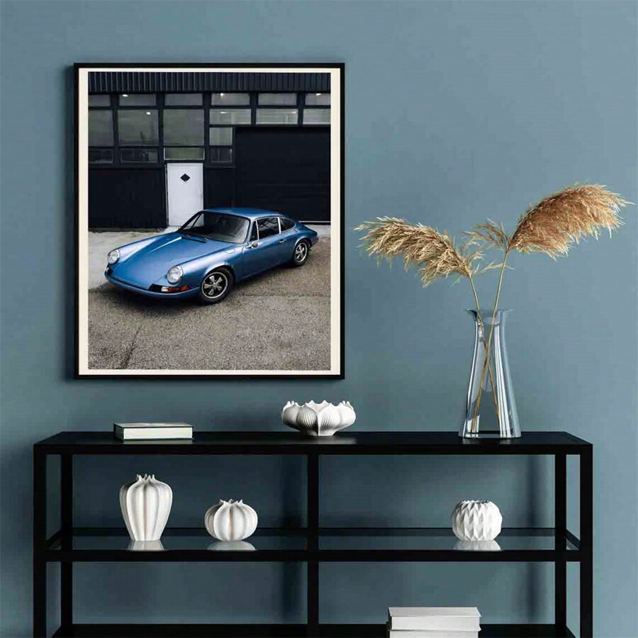 Porsche 1PC Frameless ,Vintage Porsche 911 Poster, Gift For Dad, Blue ...