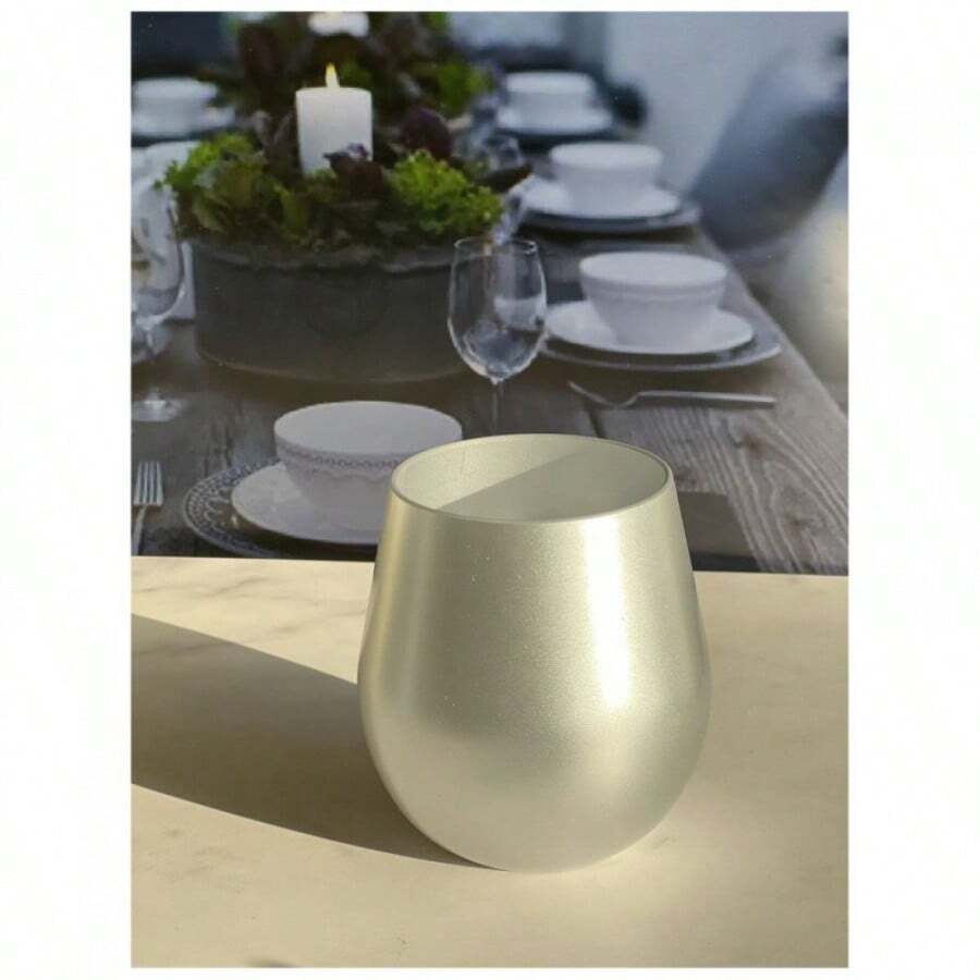 Metallic Silver Color Plastic Wine Glasses Set Of 4 (18oz), Acrylic ...