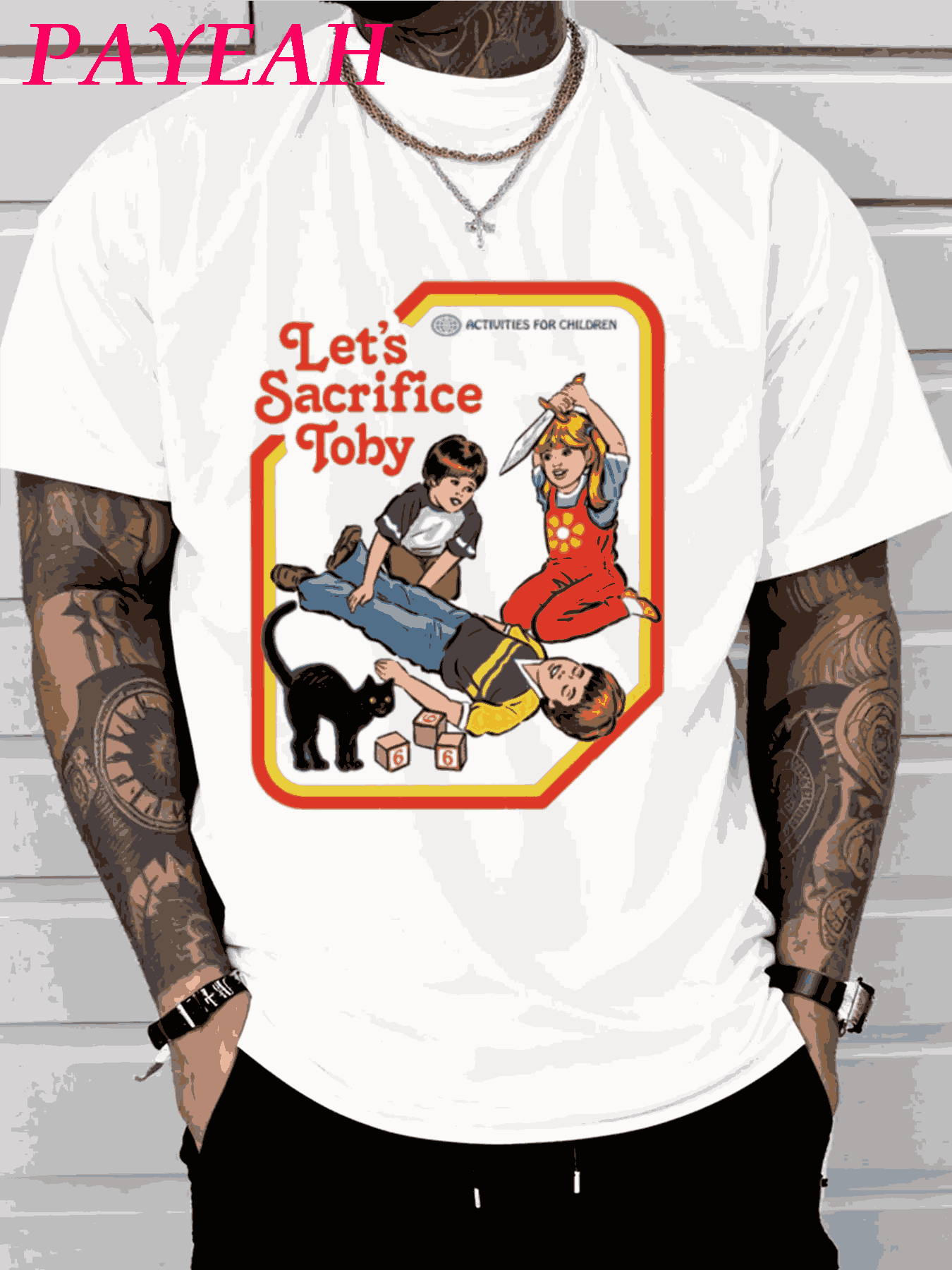 PAYEAH Let's Sacrifice Toby Men's Humor T Shirt (Single Piece)100% ...