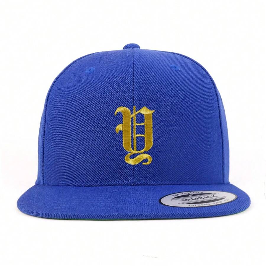 Old English Gold Y Embroidered Snapback Flatbill Baseball Cap | SHEIN USA