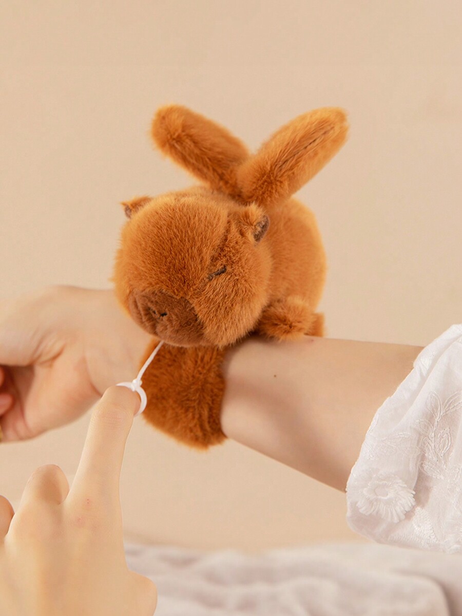 1pc Wagging Tail Capybara Plush Doll, Bracelet Hand Puppet, Water Rat ...