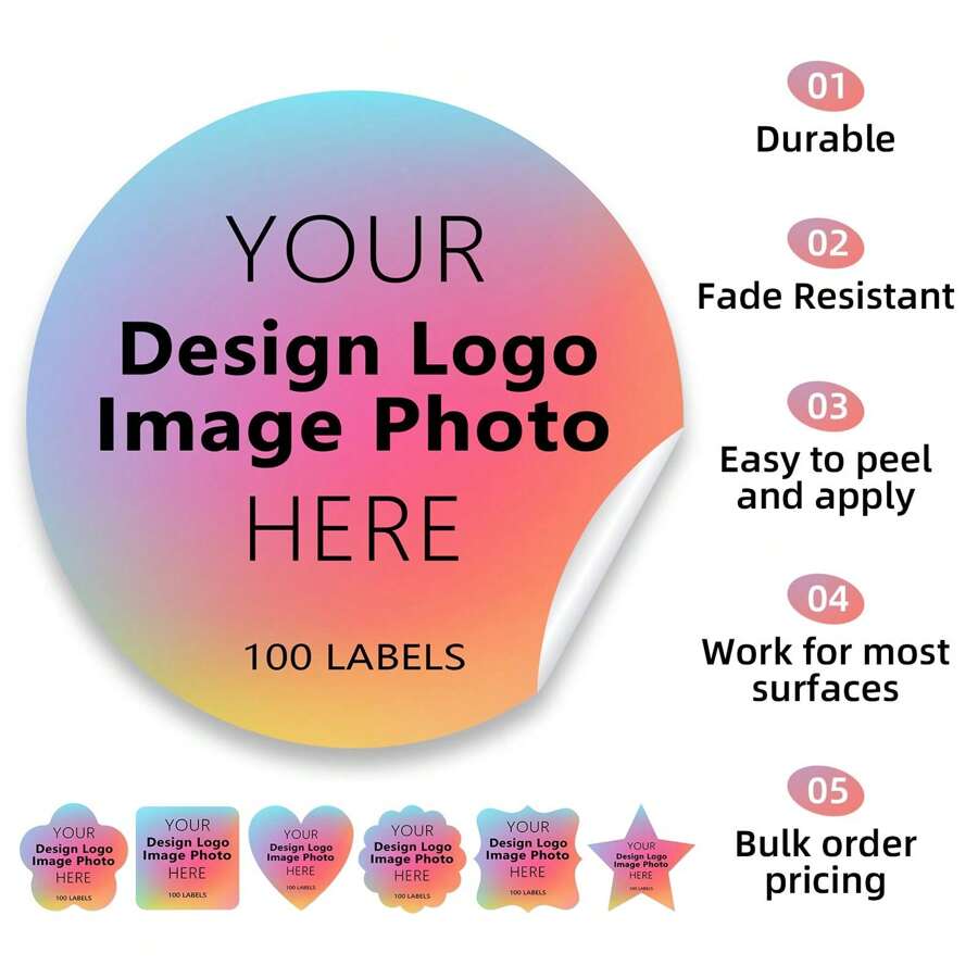 100Pcs Custom Stickers Personalized Business Labels Decals Customized ...