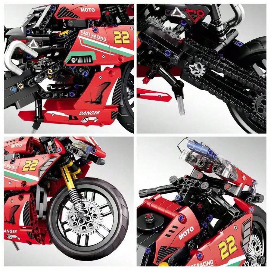 2024 New Motorcycle Building Blocks MOC Adult Realistic Motorcycle ...