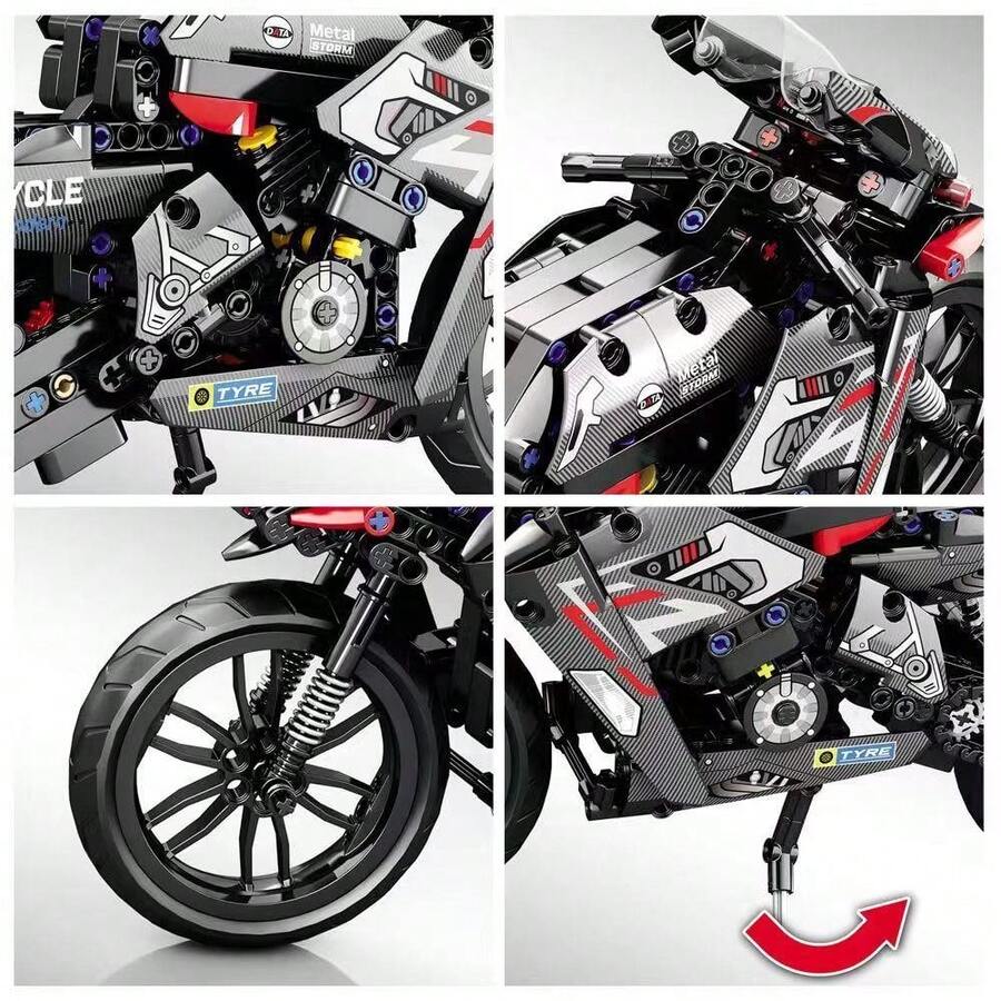 2024 New Motorcycle Building Block MOC Model, Adult Realistic ...