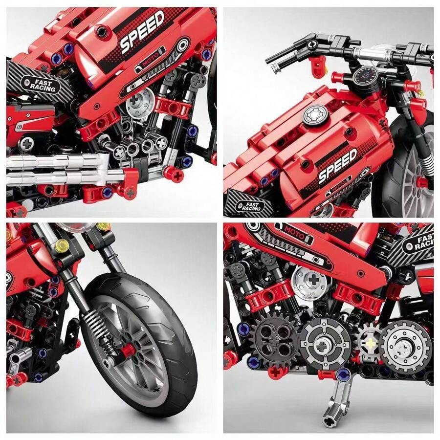2024 New Motorcycle Building Blocks MOC Adult Realistic Motorcycle ...