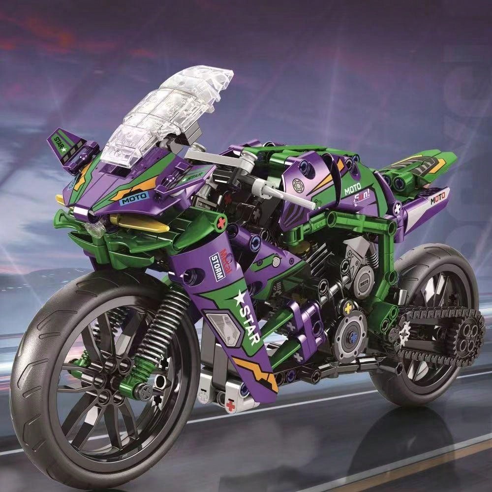 2024 New Motorcycle Building Blocks MOC Adult Realistic Motorcycle ...
