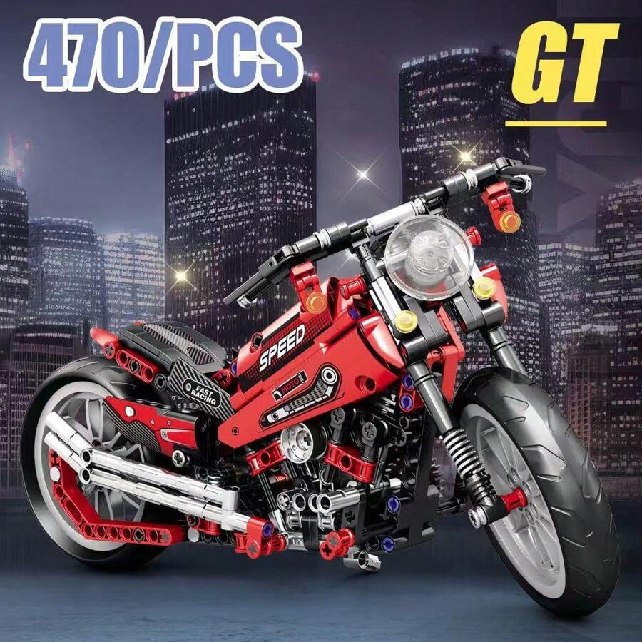 2024 New Motorcycle Building Blocks MOC Adult Realistic Motorcycle ...