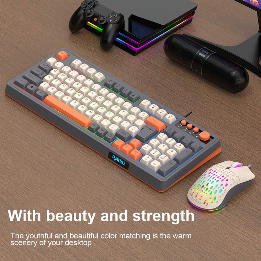 Wired Keyboard And Mouse Set, USB Backlit Mechanical Keyboard And Mouse ...