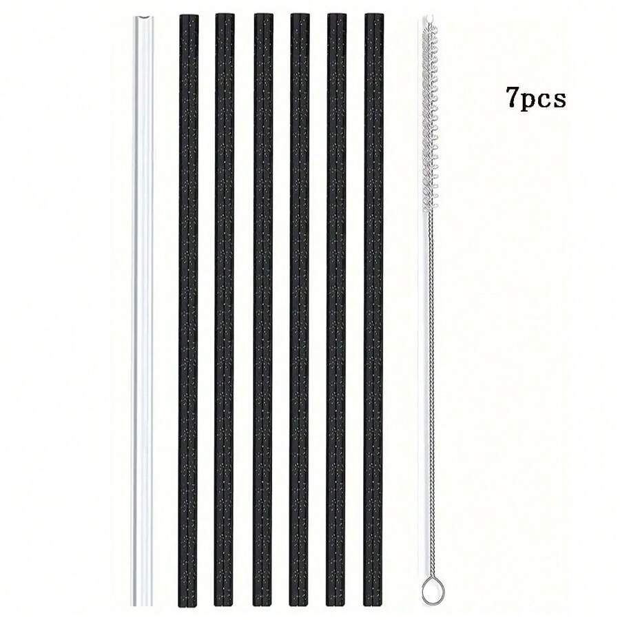 Reusable Replacement Glitte Plastic Straws Set 12 Inch , Assorted Color ...