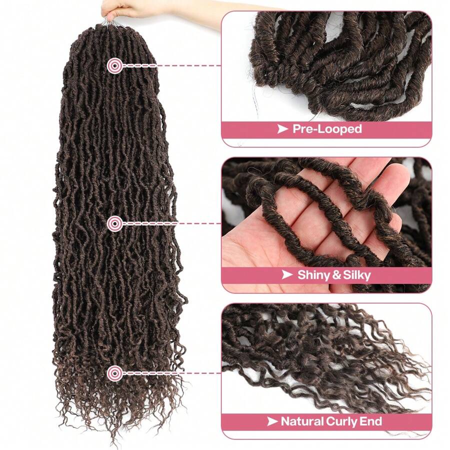 36 Inch 1 Pack Faux Locs With Curly Ends Pre-Looped Goddess Locs ...