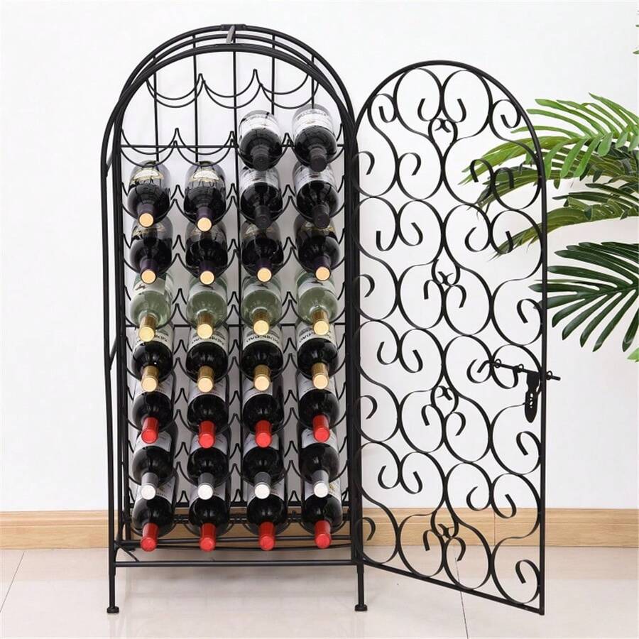 Stylish Wine Rack With Slide-Lock Latch And Antique Finish, Perfect For ...