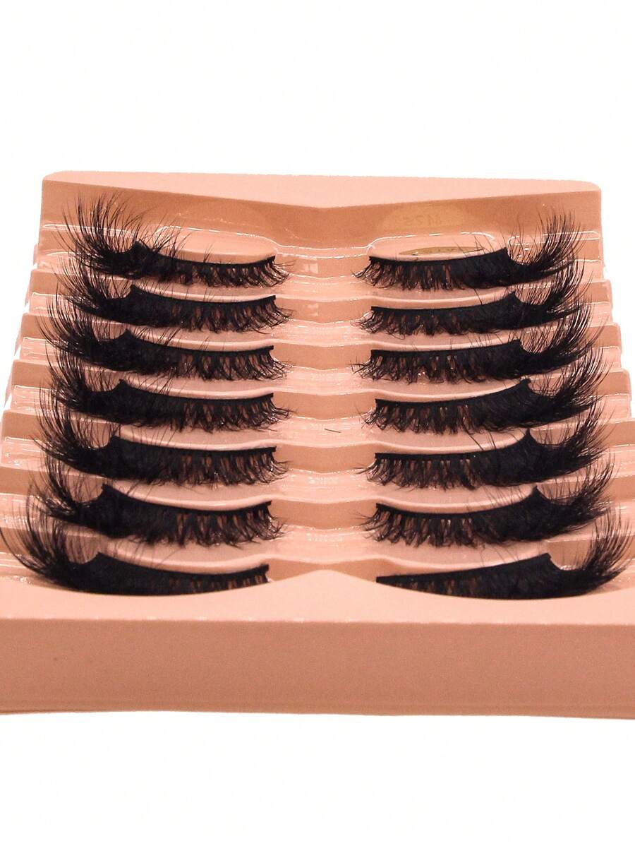 7 Pairs Full Strip Fluffy Eyelashes Faux Mink Eyelashes Cat Eye ...