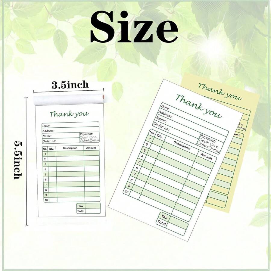 Thank You Receipt Book For Small Business Inch Receipt Book Order Forms ...