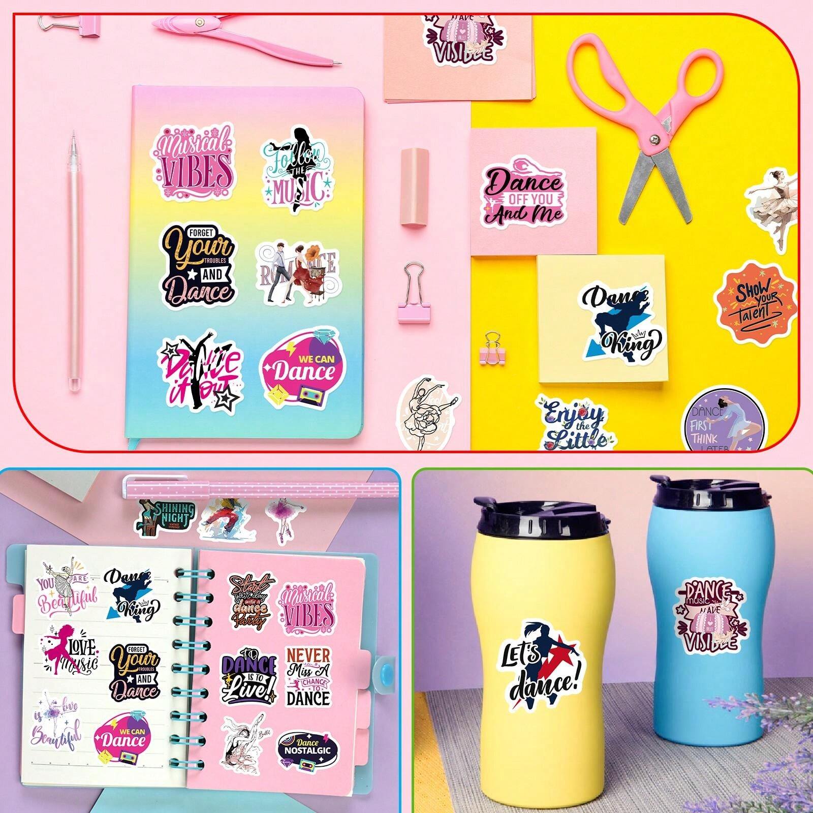 50pcs Dance Stickers, Aesthetic Ballet Street Dance Gymnastics Vinyl ...