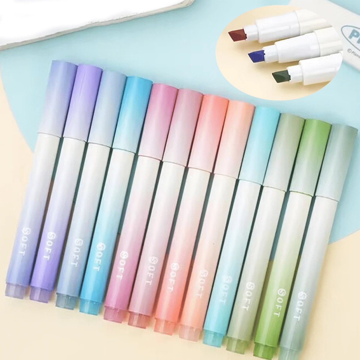 6/12pcs Soft Tip Highlighter Pens - Vibrant, Eye-Catching Colors ...