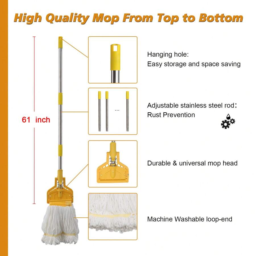 Commercial Mop Heavy Duty Industrial Mop, Metal Commercial Mop Stick ...