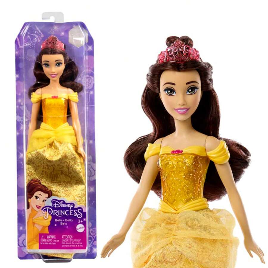 Mattel Brinquedos de princesas da Disney, boneca Belle Fashion, visual ...