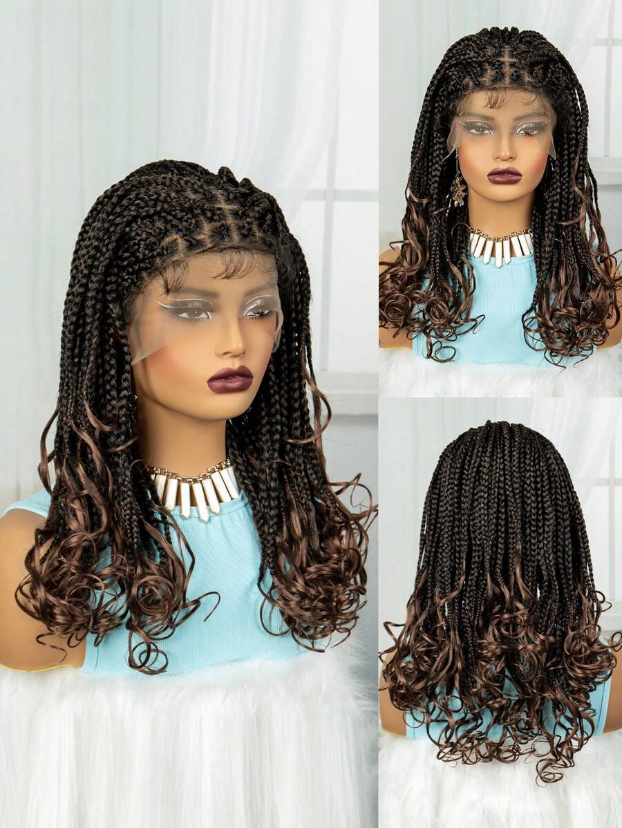 Braided Wigs For Black Women Synthetic Lace Front Wigs Square Knotless ...
