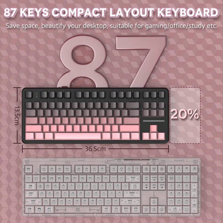 ATTACK SHARK X87 80% Wireless Mechanical Keyboard,BT5.0/2.4G/USB-C Hot ...