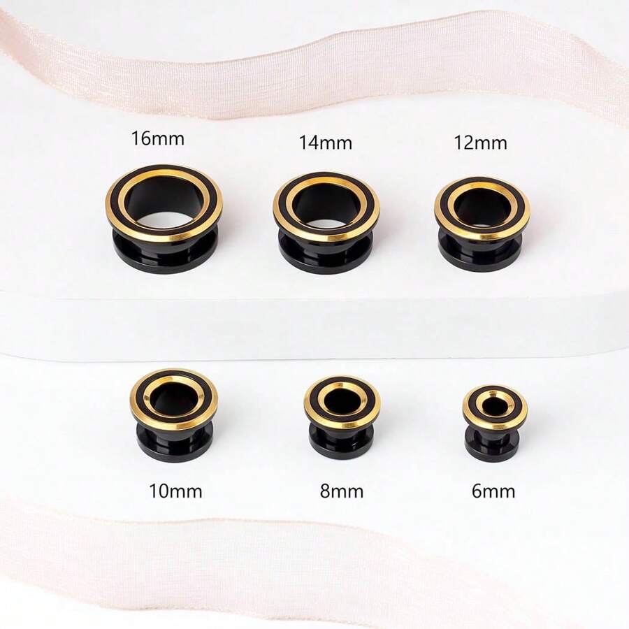 BLACK SURGICAL STEEL EXPANDER WITH GOLDEN DETAILS | SHEIN USA