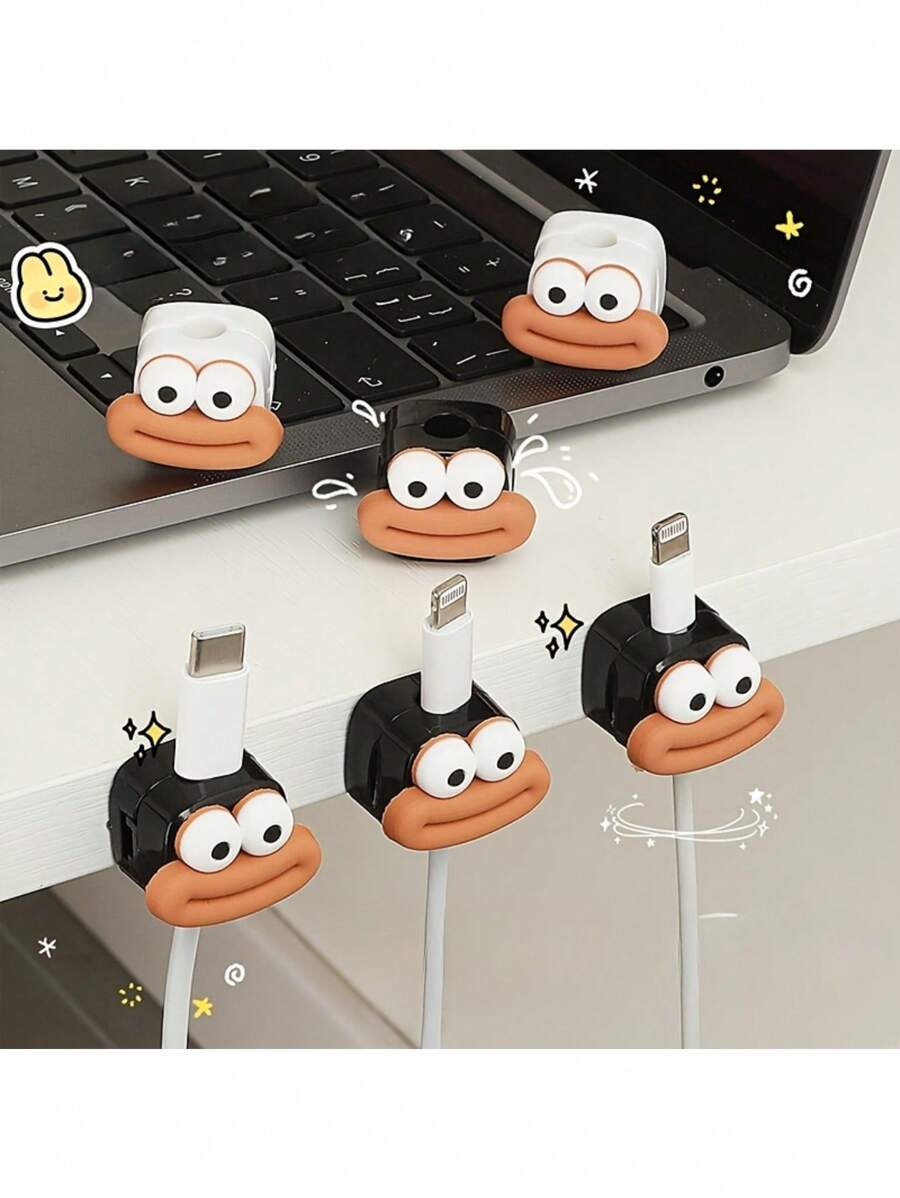 6pcs Random Color Cartoon Designed Cable Clips, Cable Management Set ...