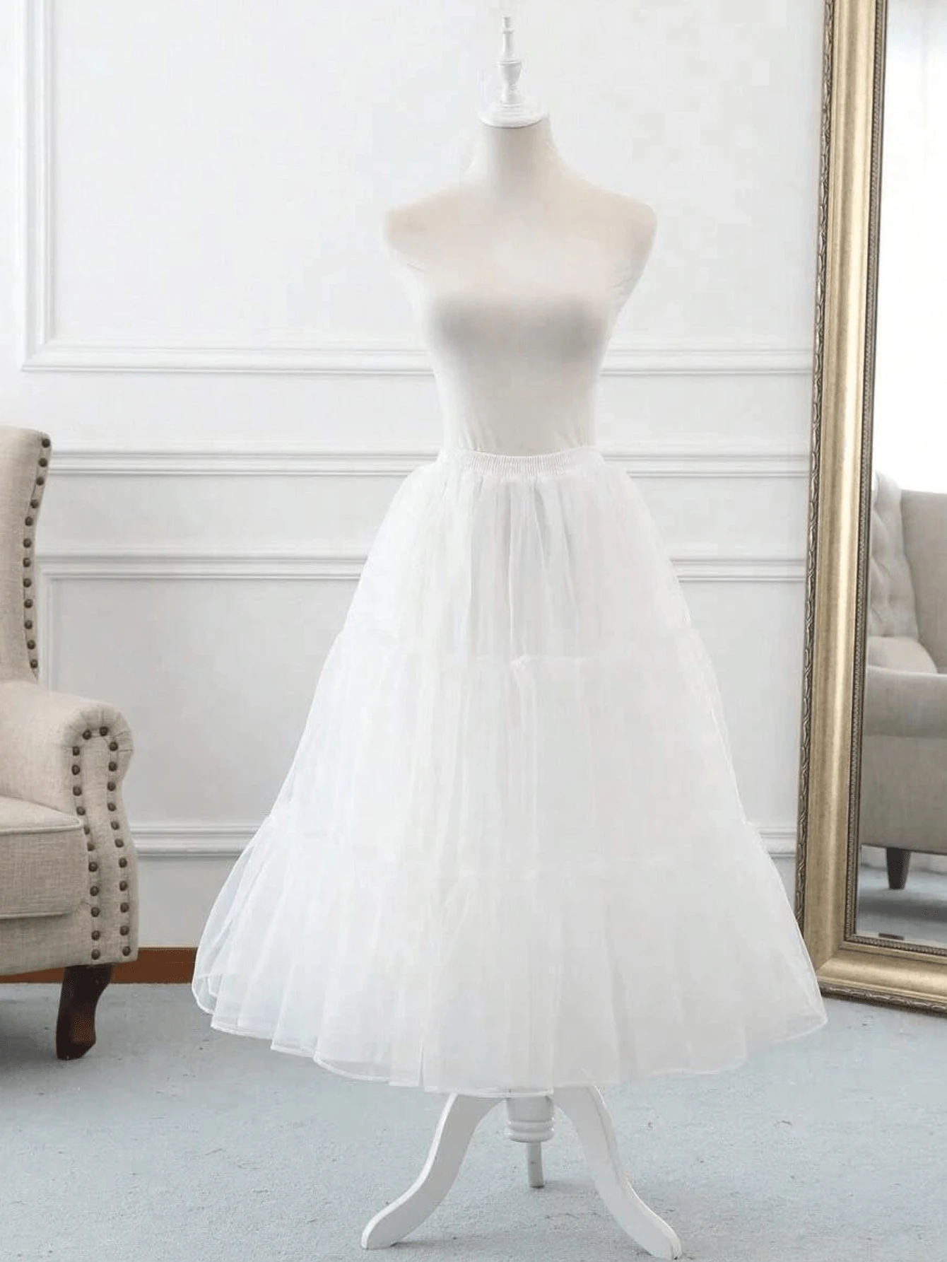 Women's Long Petticoat Crinoline Underskirt For Long Dress Mid Length ...