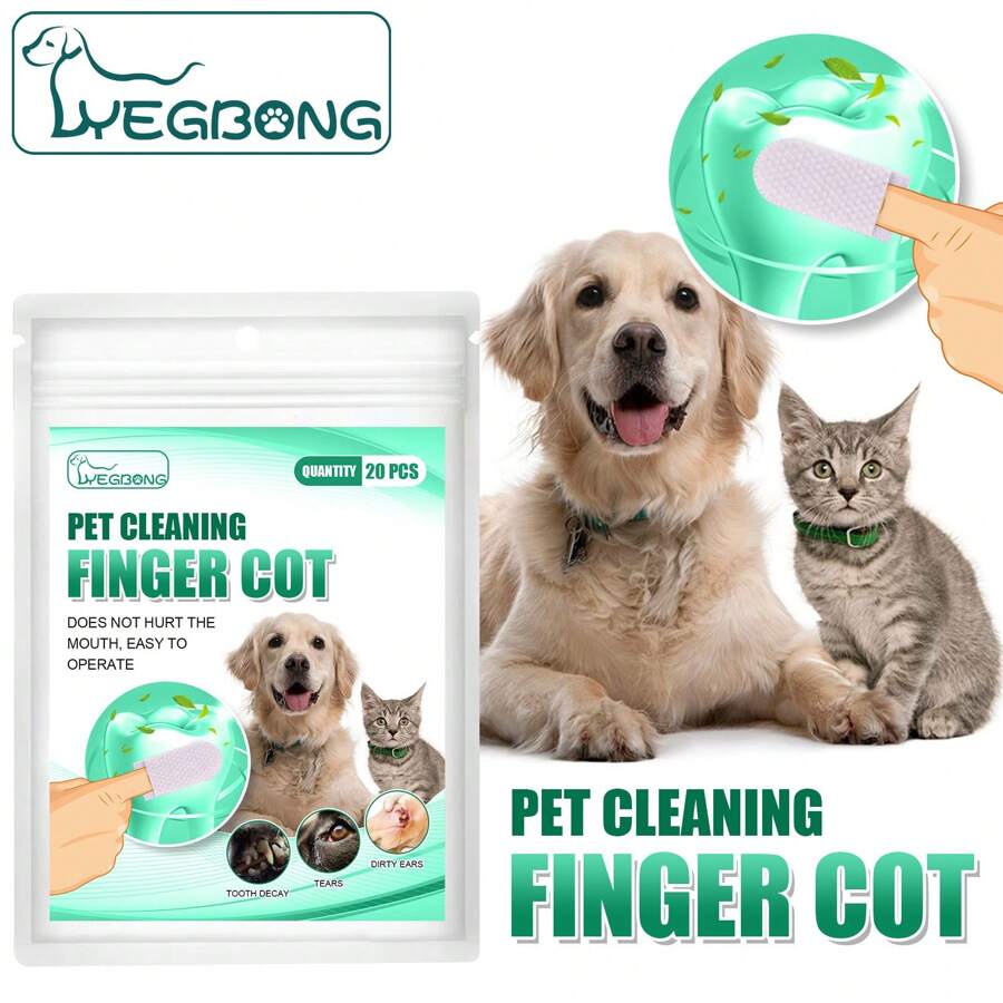20pcs Pet Teeth Cleaning Finger Cots For Cats And Dogs To Remove Dental ...