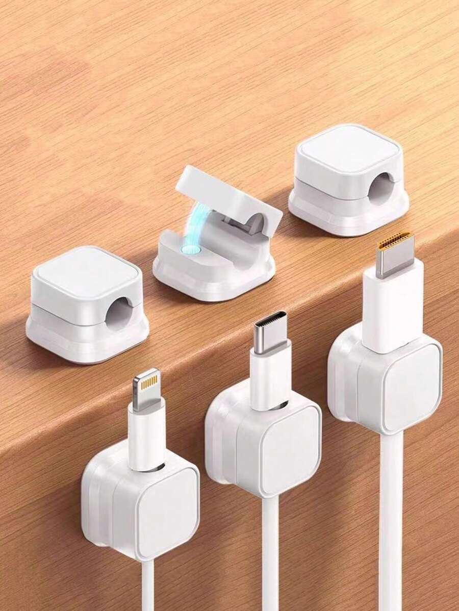 6-Piece PVC Cable Clip Organizer - Strong Adhesion, No Drilling Wire ...