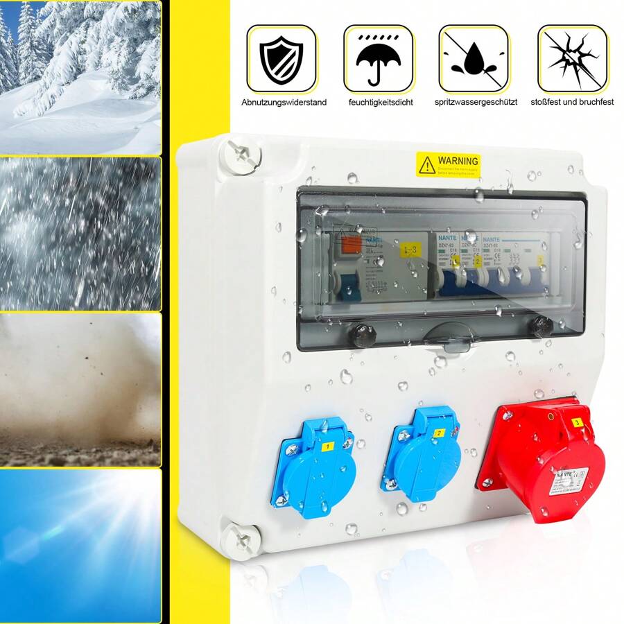 Jiubiaz Stromverteiler Baustromverteiler Verteiler Wandverteiler CEE Kraftstrom Steckdose IP44 ...