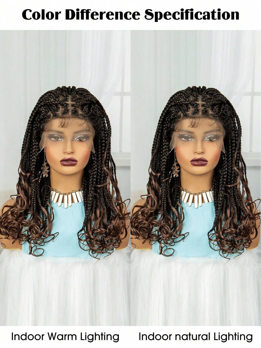 Braided Wigs For Black Women Synthetic Lace Front Wigs Square Knotless ...