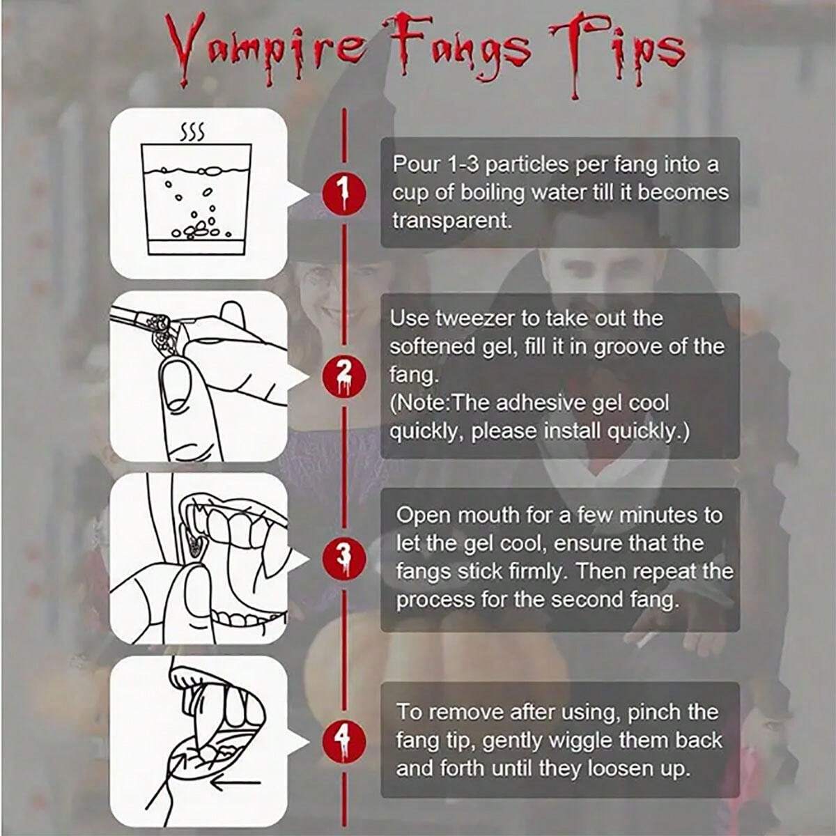 2 ชิ้น ฟันปลอมแวมไพร์ซอมบี้สำหรับงานแฟนซี ฟันปลอมอุปกรณ์ประกอบชุด ...