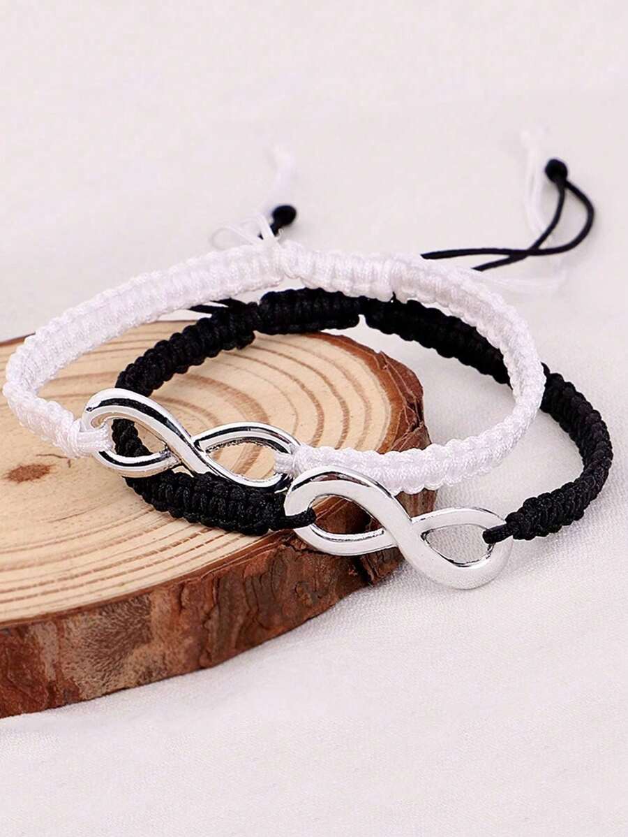 1 Pair Hand-Woven 8-Shape Infinity Love Friendship Adjustable Bracelet ...