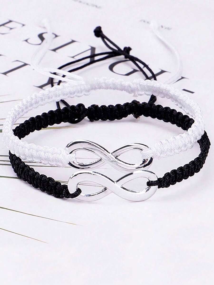 1 par de pulseras ajustables de la amistad y el amor infinito con forma ...