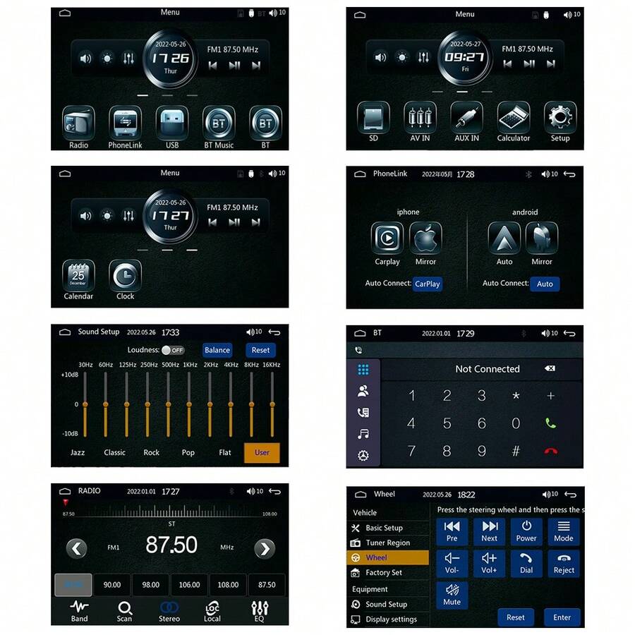 Apple CarPlay Head Unit Single Din Touchscreen Car Stereo Android Auto ...