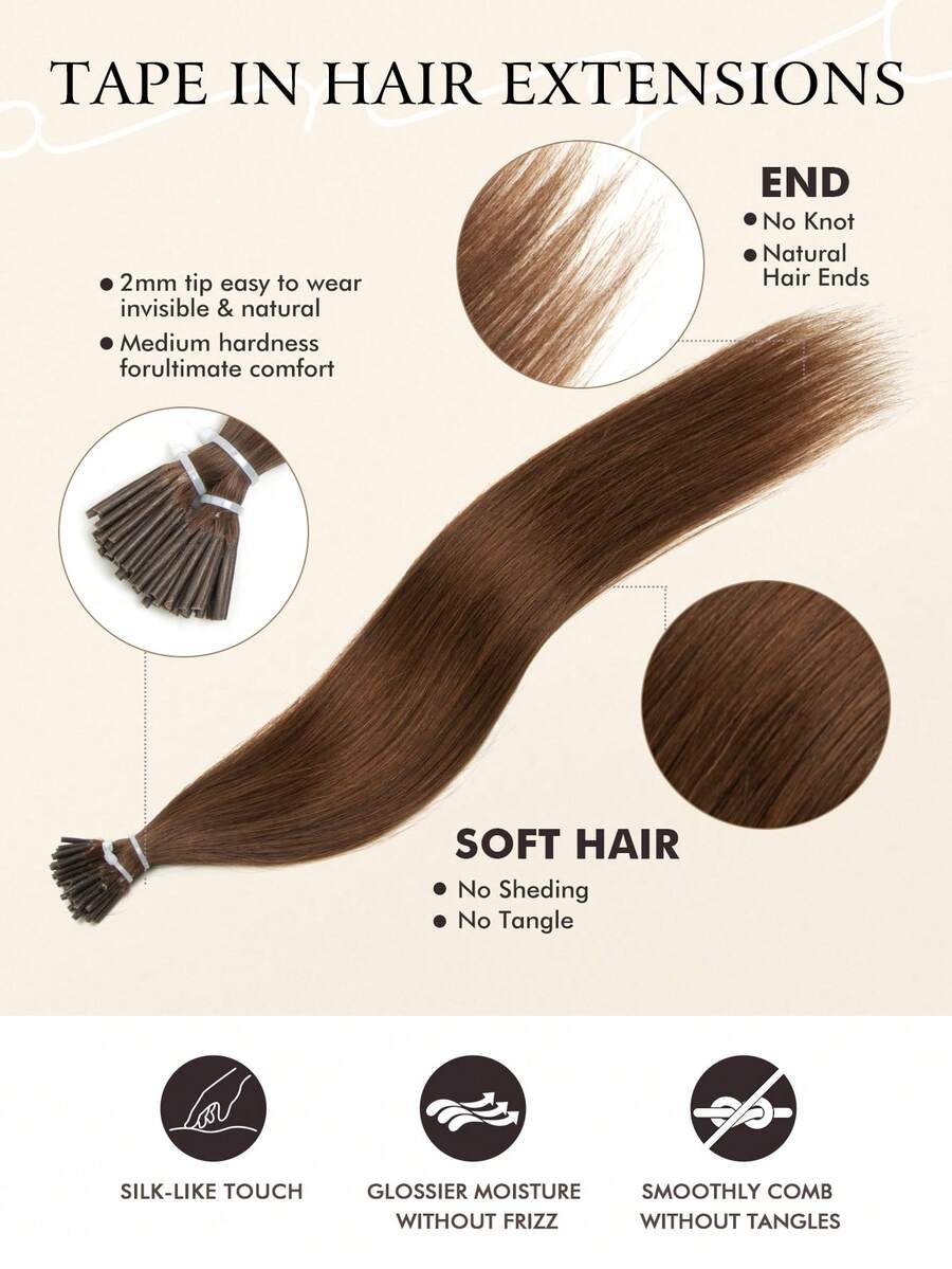 I Tip Hair Extensions Human Hair Extensions Color 4 Chocolate Brown 14 ...