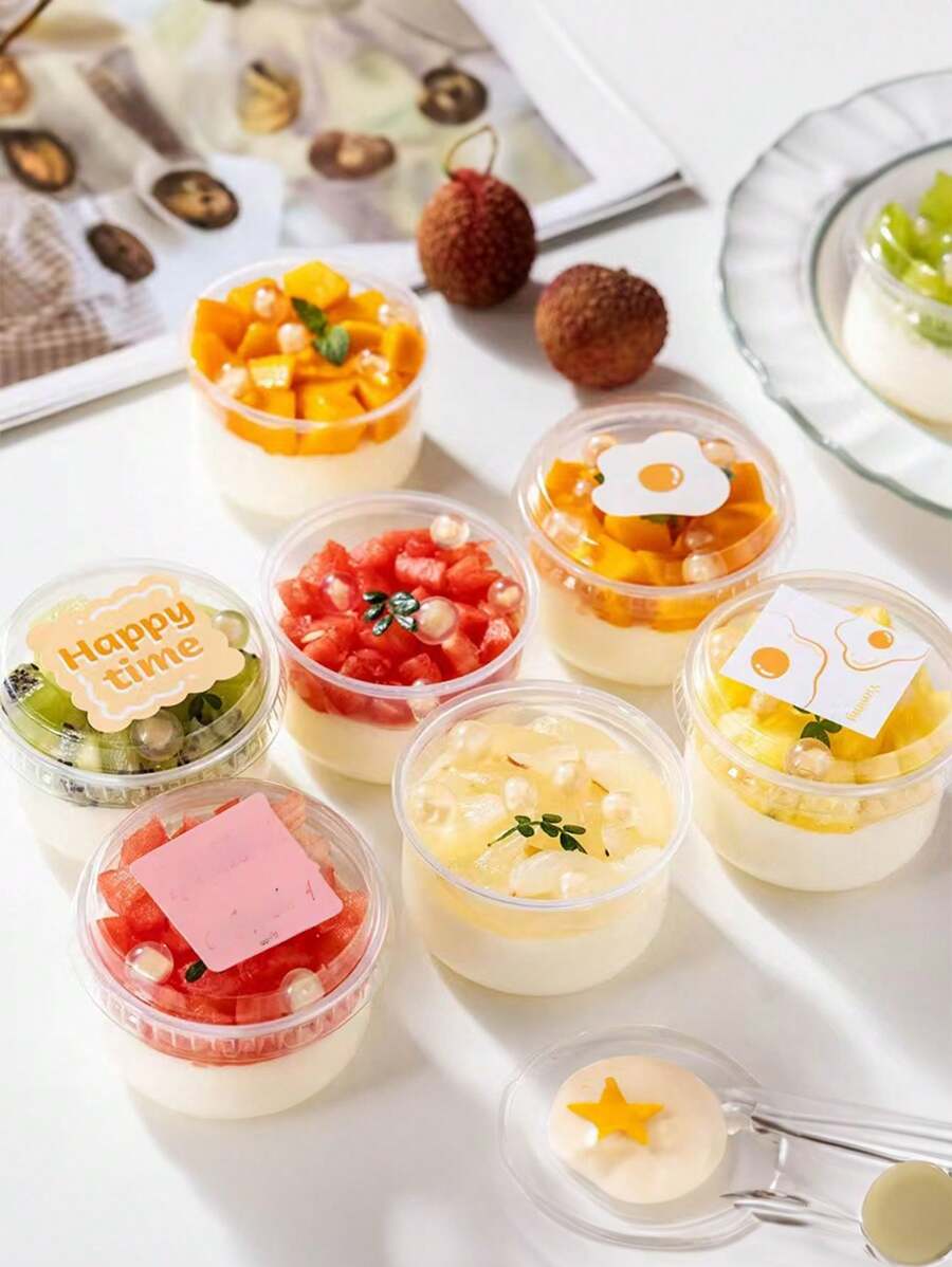 10pcs Visible Miniature Pudding Cup Dessert Cup Round Jelly Pudding ...