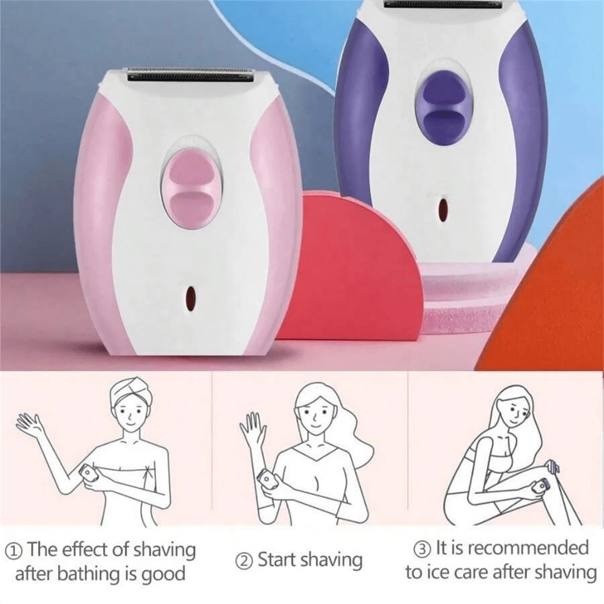 Rechargeable Lady Shaver Hair Remover Women Razor Cordless Facial Hair ...